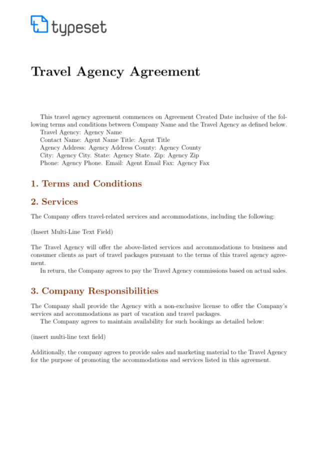 Agreements Travel Agency Agreement Template Template Travel Service ...