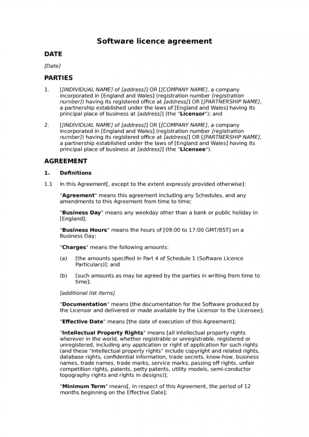 Software License Agreement Template