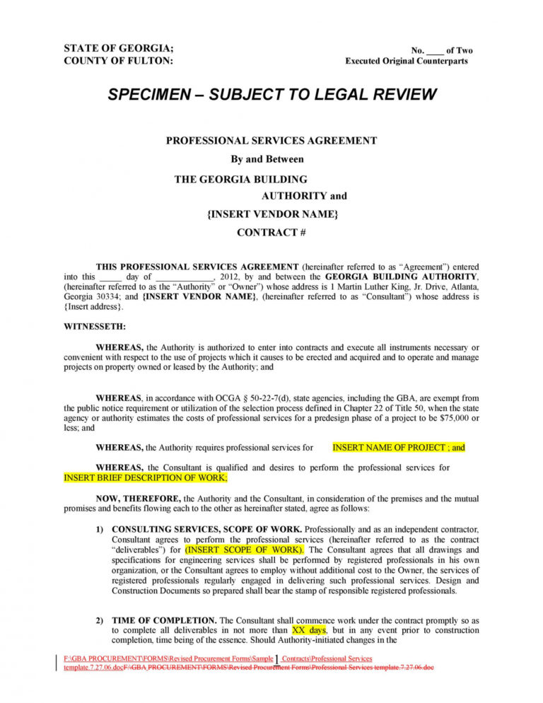 Printable 50 Professional Service Agreement Templates & Contracts ... Printable 50 Professional Service Agreement Templates & Contracts ...