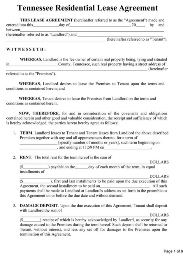 Printable Rental Agreement Template 25 Templates To Write Perfect Legal ...