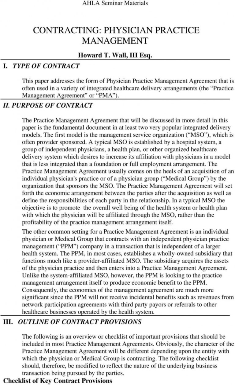 Sample Contracting Physician Practice Management Pdf Free Download Mso 