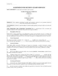 Sample Usa Security Guard Services Agreement Security Guard Contract ...
