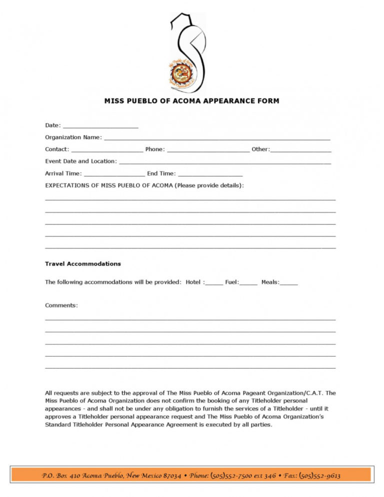 Appearance Formtracey Charlie Issuu Appearance Agreement Template Doc ...