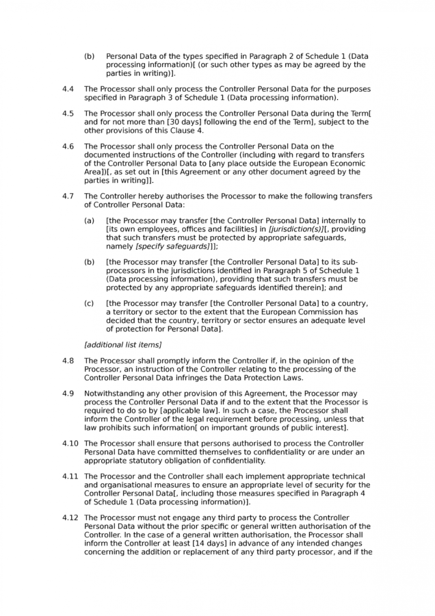 Free Data Processing Agreement Controllerprocessor Docular Data Processor Agreement Template ...
