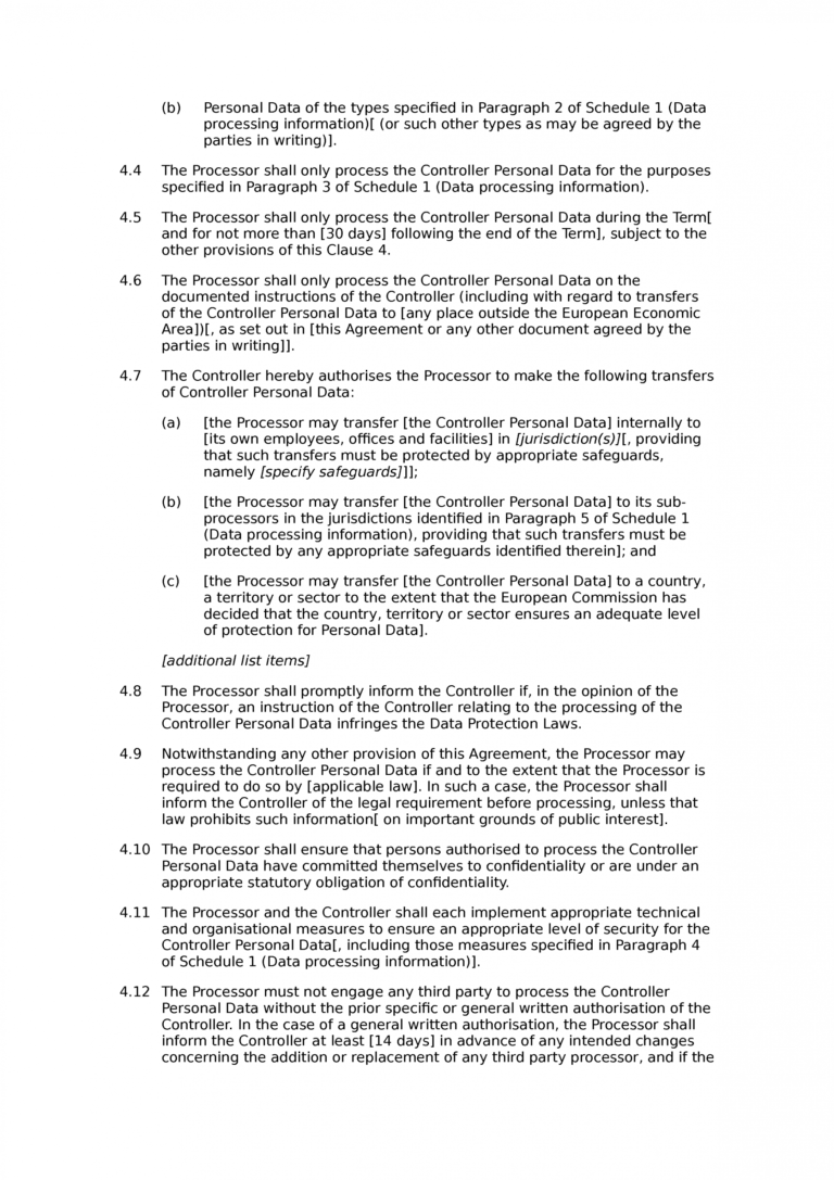 Free Data Processing Agreement Controllerprocessor Docular Data Processor Agreement Template ...
