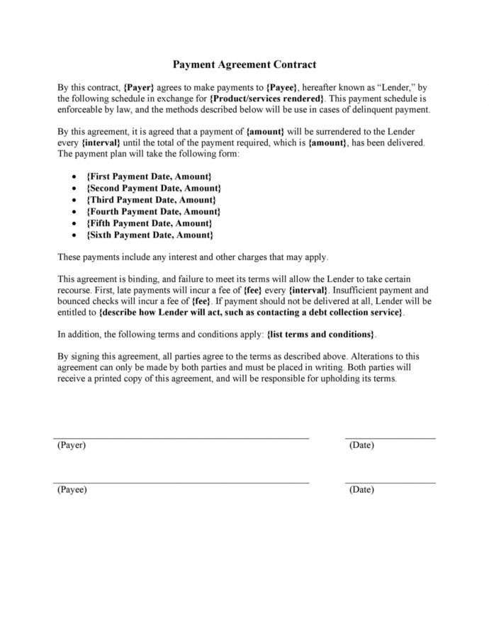 Payment Agreement 40 Templates Contracts Templatelab Payment Terms 