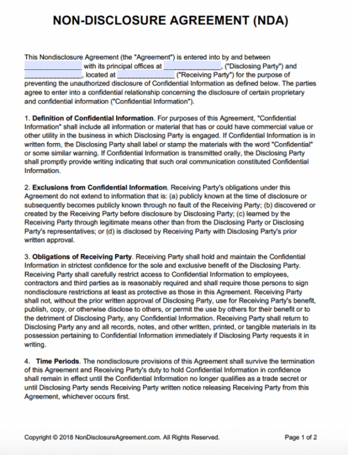Sample Nondisclosure Agreement Nda Template Sample International Nda ...