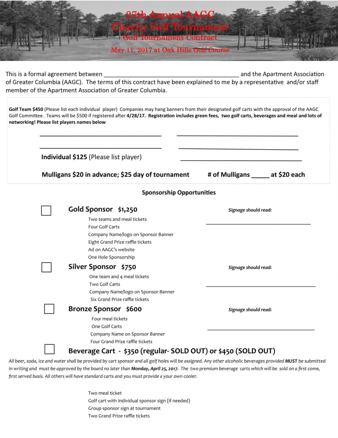 Editable Free 7 Golf Contract Forms In Pdf Golf Registration Form ...