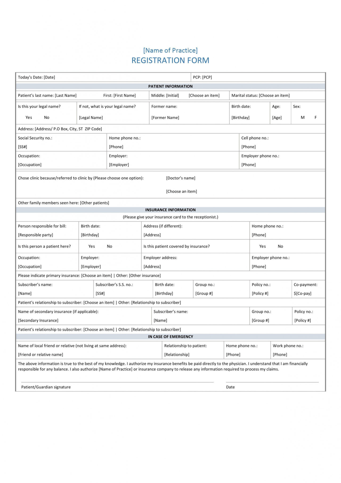 Doctor Application Form Template