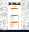 Printable Breakfast Menu Template Design For Restaurant Breakfast Menu ...