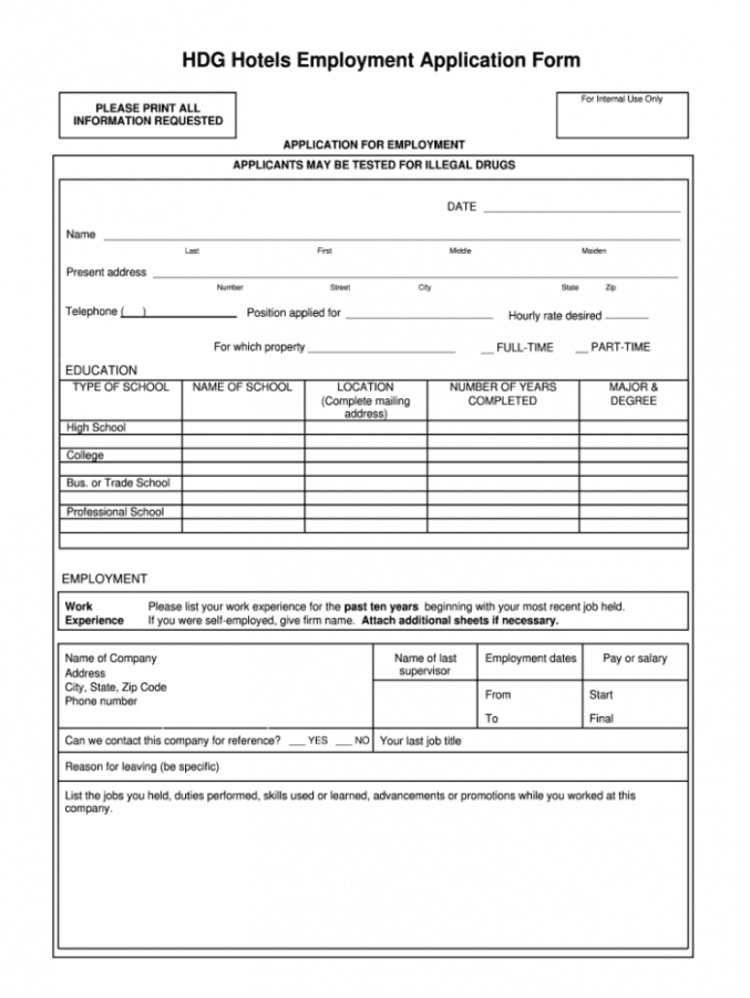 Printable Hotel Job Application Form Fill Out And Sign Printable Pdf ...