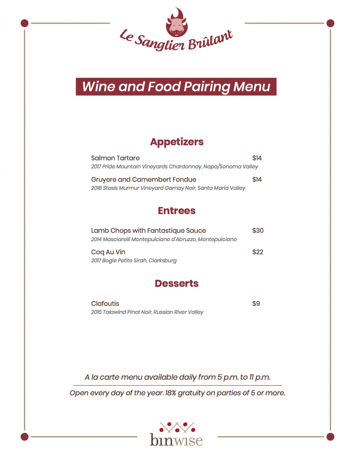 Sample Food And Wine Pairing Menu Rules For Wine Food Pairing Wine 