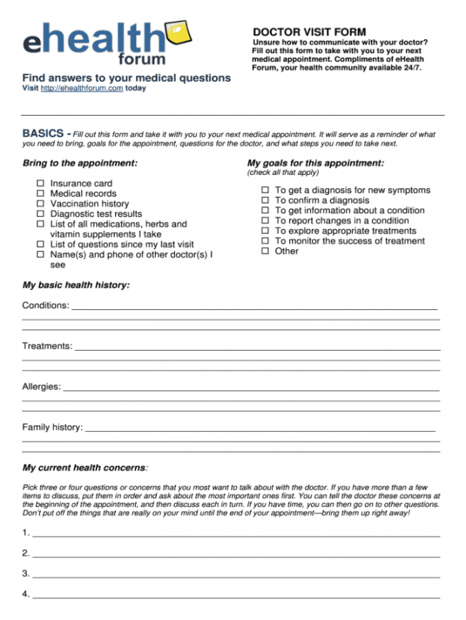 Sample Medical Visit Form Fill Online Printable Fillable Blank Doctor ...