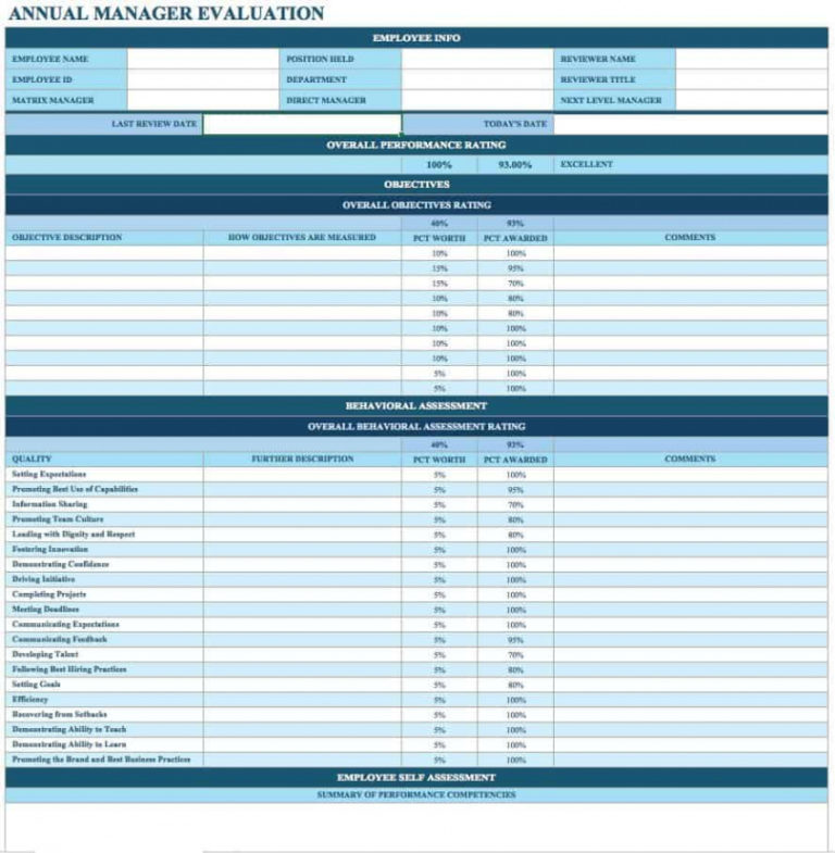 Free Employee Performance Review Templates Smartsheet New Hire ...