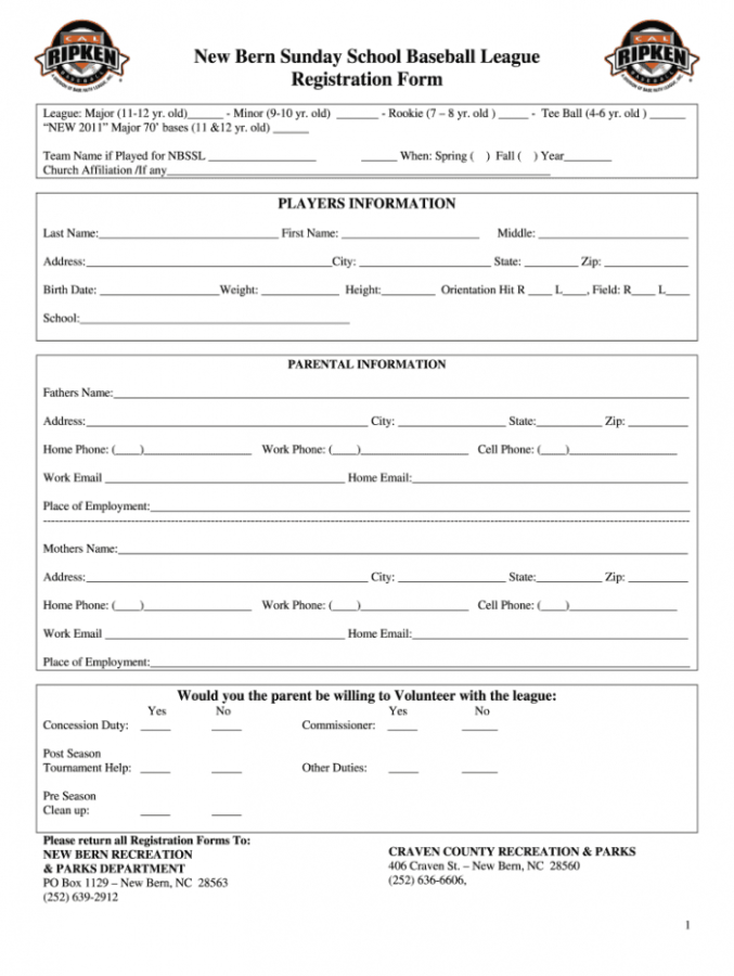 Free Registration Forms Baseball Fill Out And Sign Printable Pdf ...