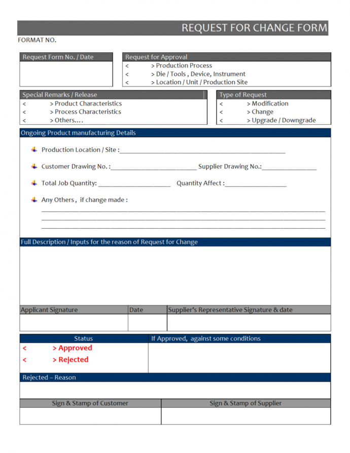 Printable Request For Change Form Application Change Request Form ...