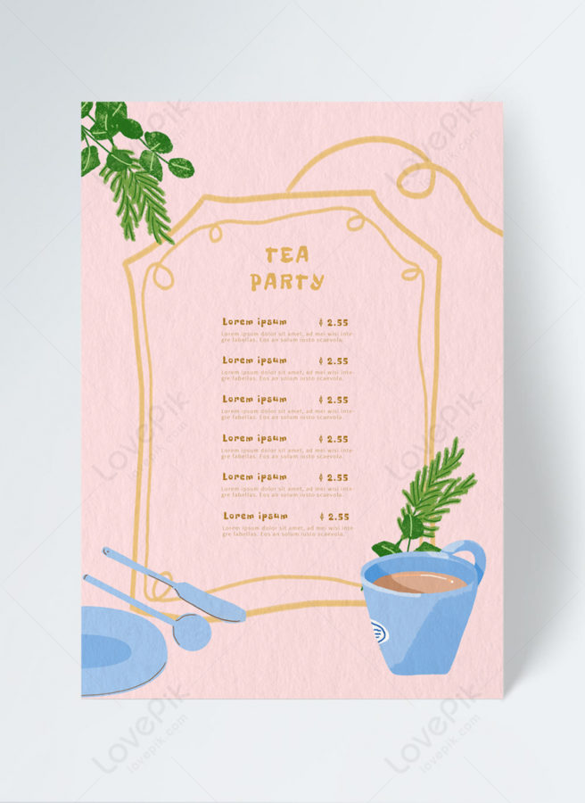 Simple Afternoon Tea Tea Illustration Restaurant Menu Tea Party Menu ...