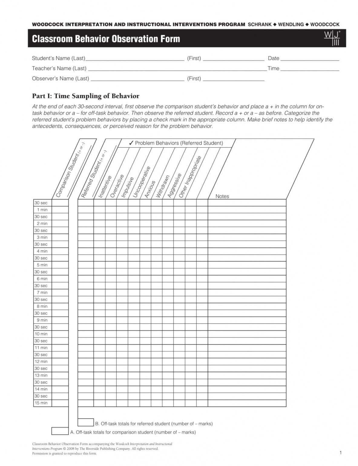 Free Free 5 Classroom Observation Forms In Pdf Ms Word Excel Student ...