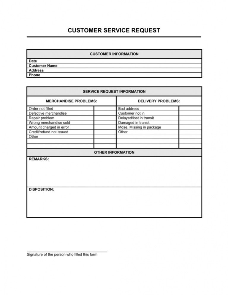 Printable Customer Service Request Form Template Businessinabox ...