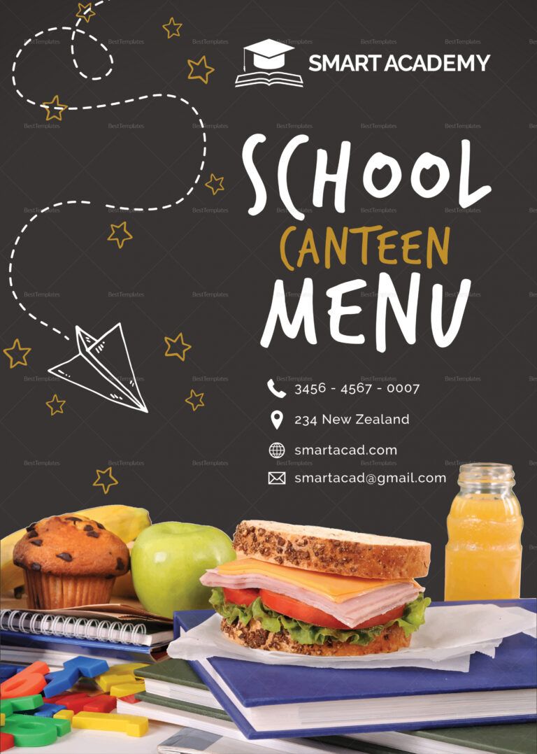 Printable School Canteen Menu Design Template In Psd Word Publisher ...