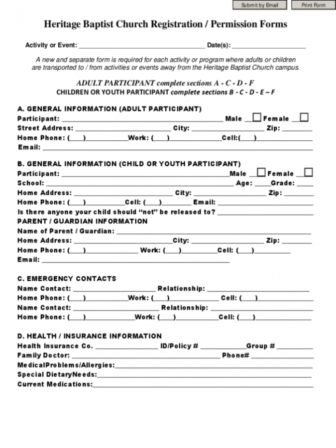 Parish Registration Form Template