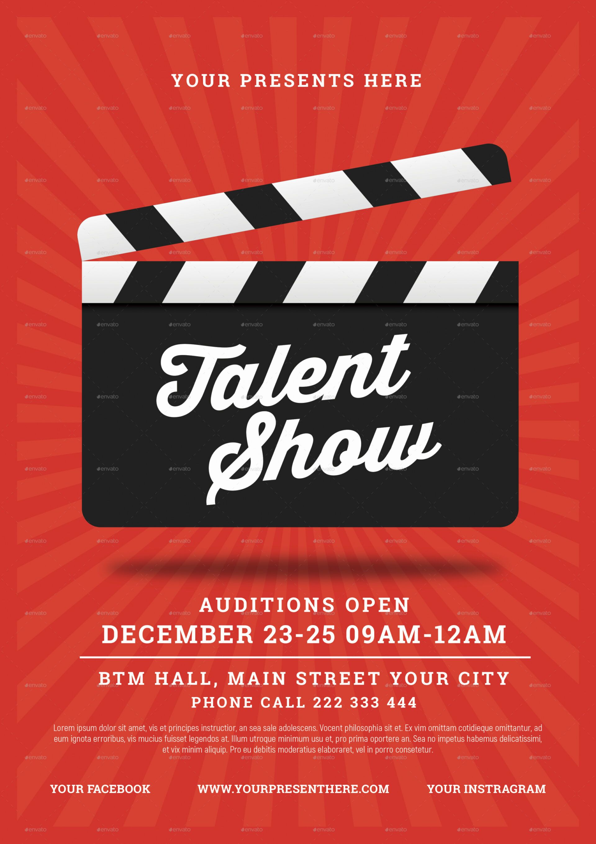 Sample Talent Show Flyer Talent Show Poster Template Excel ...