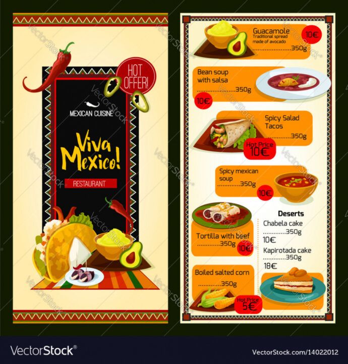 Editable Mexican Cuisine Restaurant Menu Template Vector Image Mexican ...
