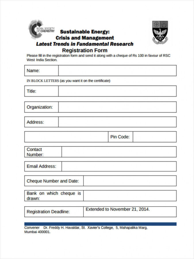 Meeting Registration Form Template