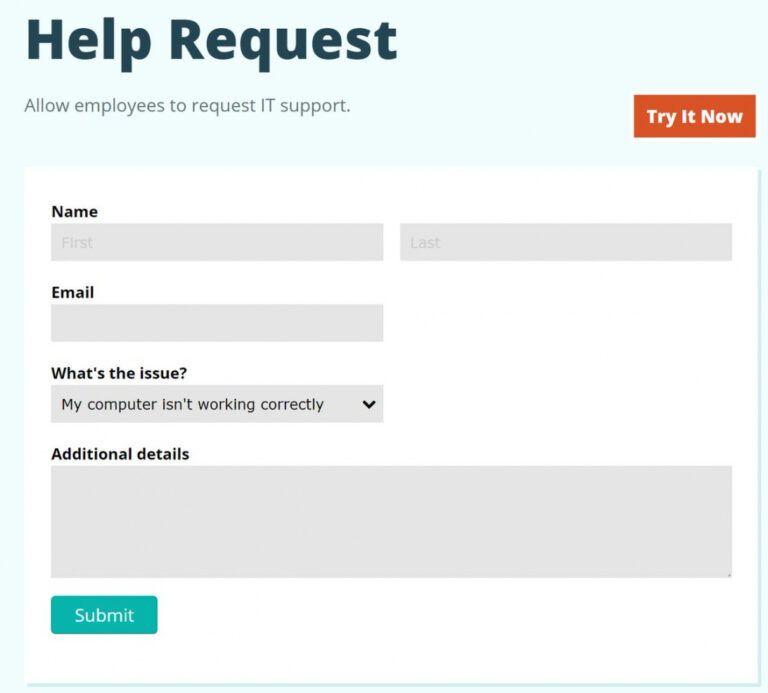 It Support Request Form Template