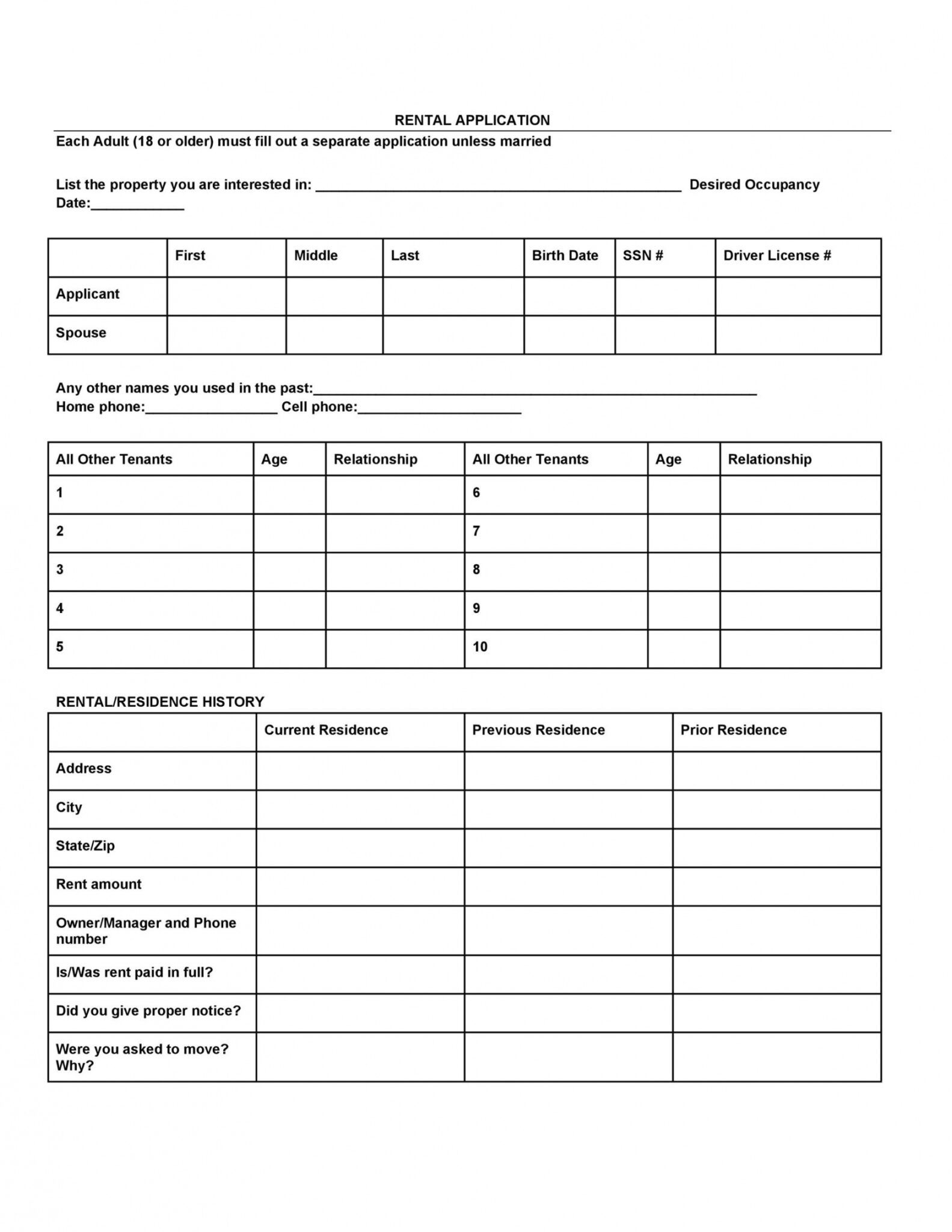 Sample 42 Simple Rental Application Forms 100% Free Templatelab Home ...