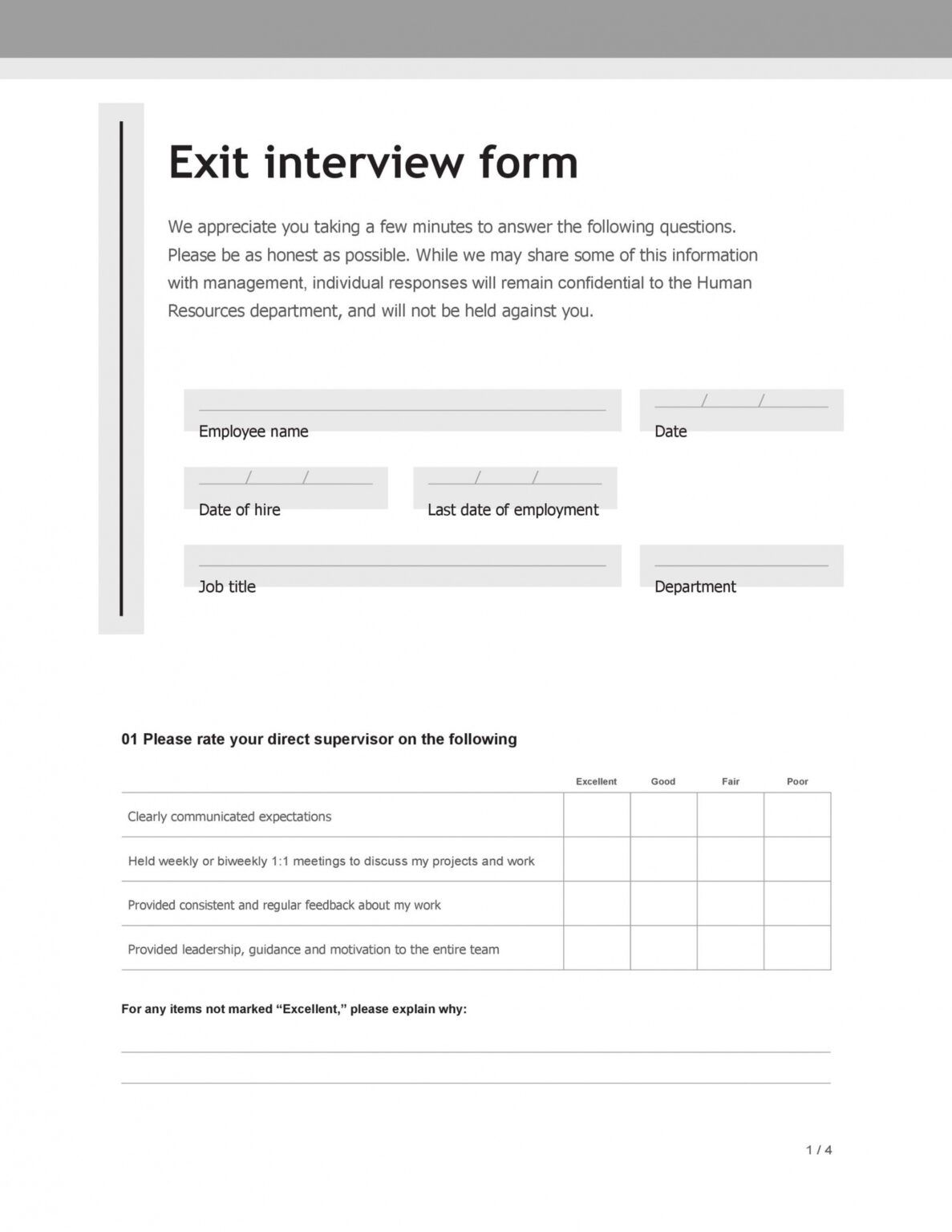 40 Best Exit Interview Templates Forms Templatelab - Riset