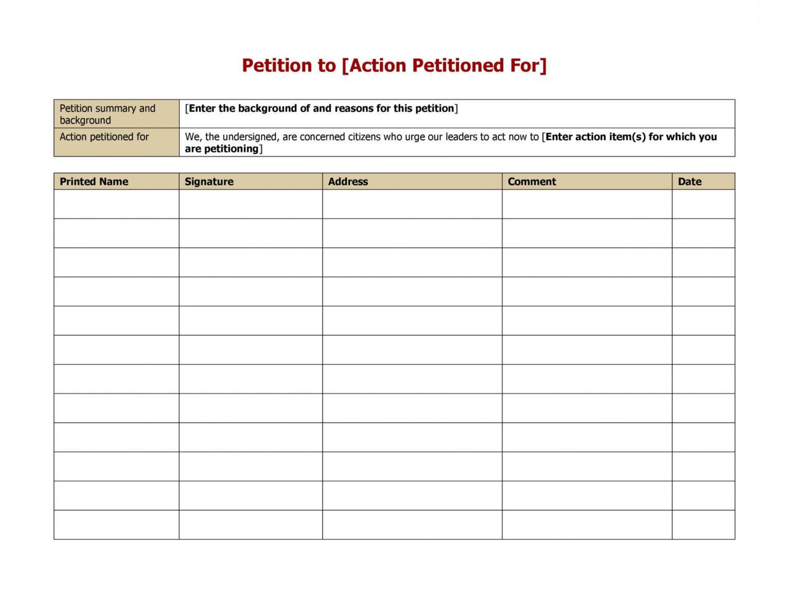 Printable 30 Petition Templates How To Write Petition Guide Petition ...