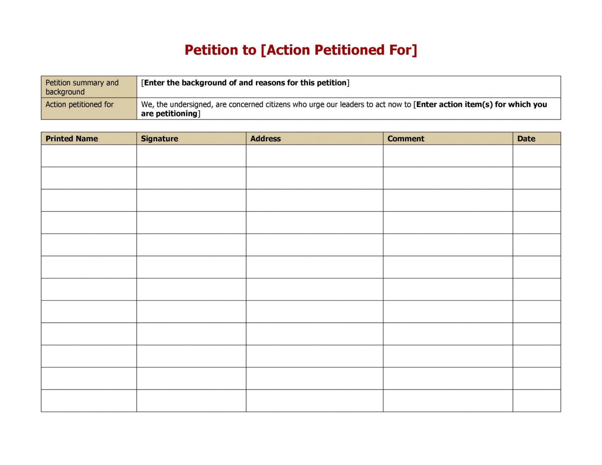 Printable 30 Petition Templates How To Write Petition Guide Petition ...