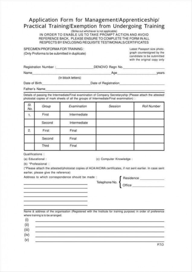 Printable 9 Apprenticeship Application Form Templates Free Word Class ...