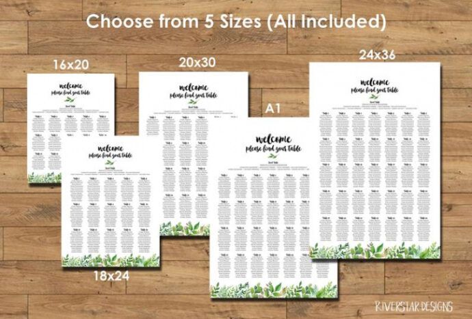 Sample Wedding Seating Chart Table Assignment Poster Reception Wedding ...
