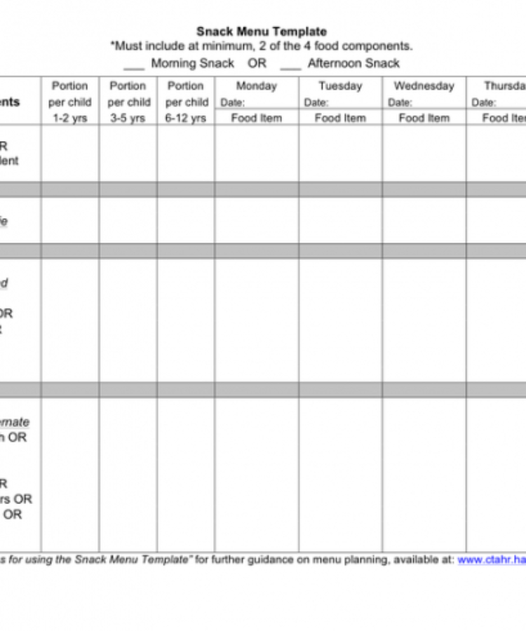 Cafeteria Menu Template