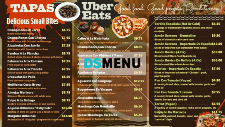 Editable Spanish Restaurant Menu Template Excel | Minasinternational