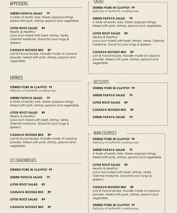 Concession Stand Menu Template