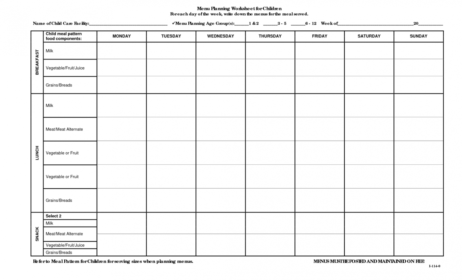 Professional Camping Menu Planner Template Excel Minasinternational