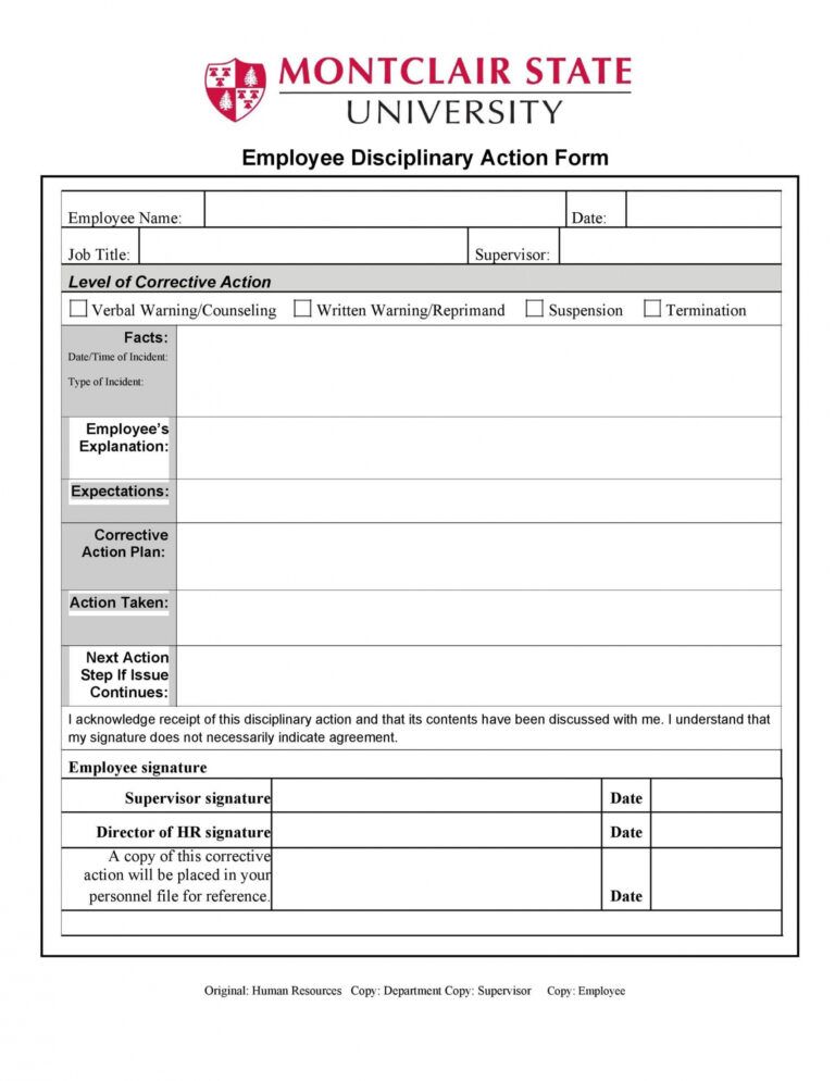 Free Employee Corrective Action Form Template Sample | Minasinternational
