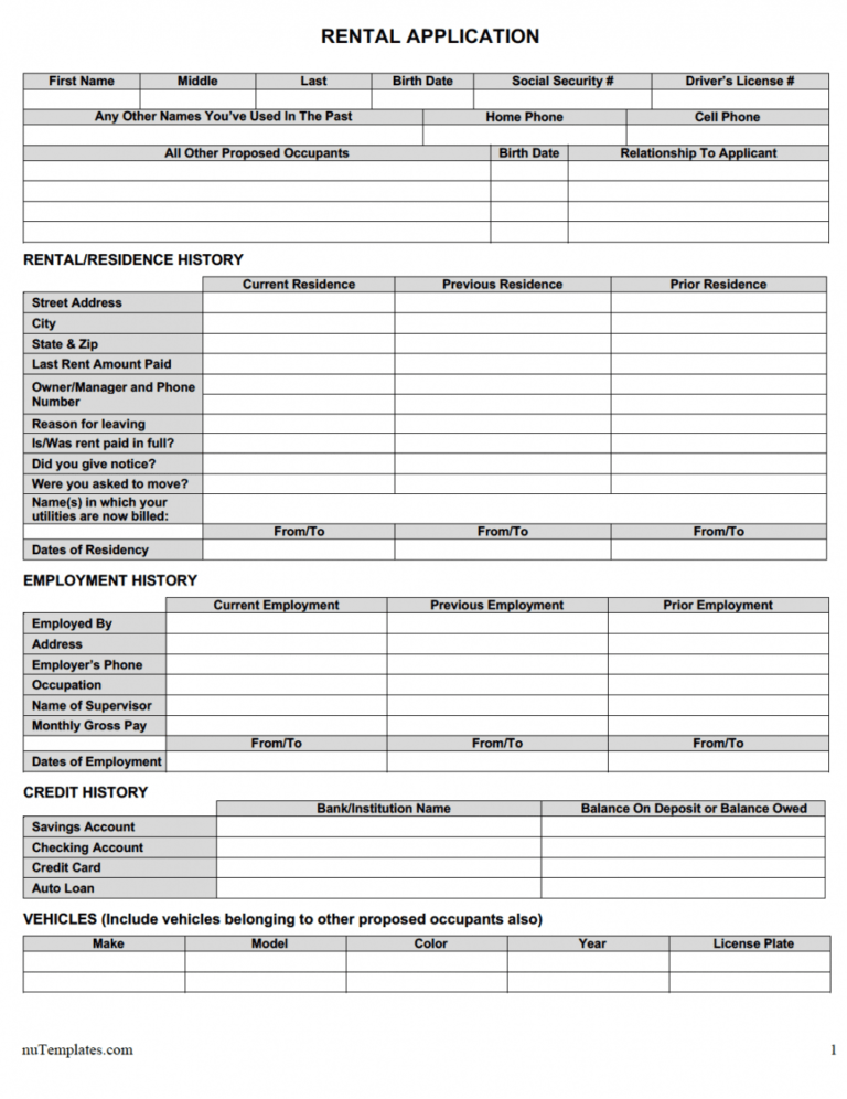 Editable Rental Property Application Form Template Doc Example ...