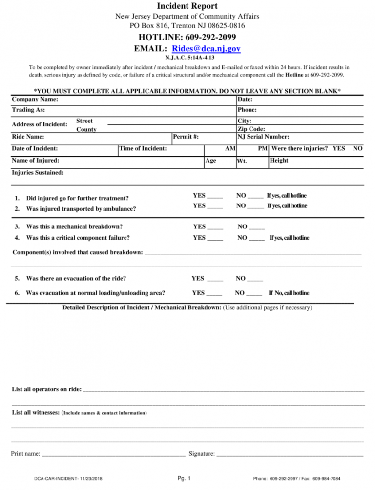 Free Patient Incident Report Form Template | Minasinternational