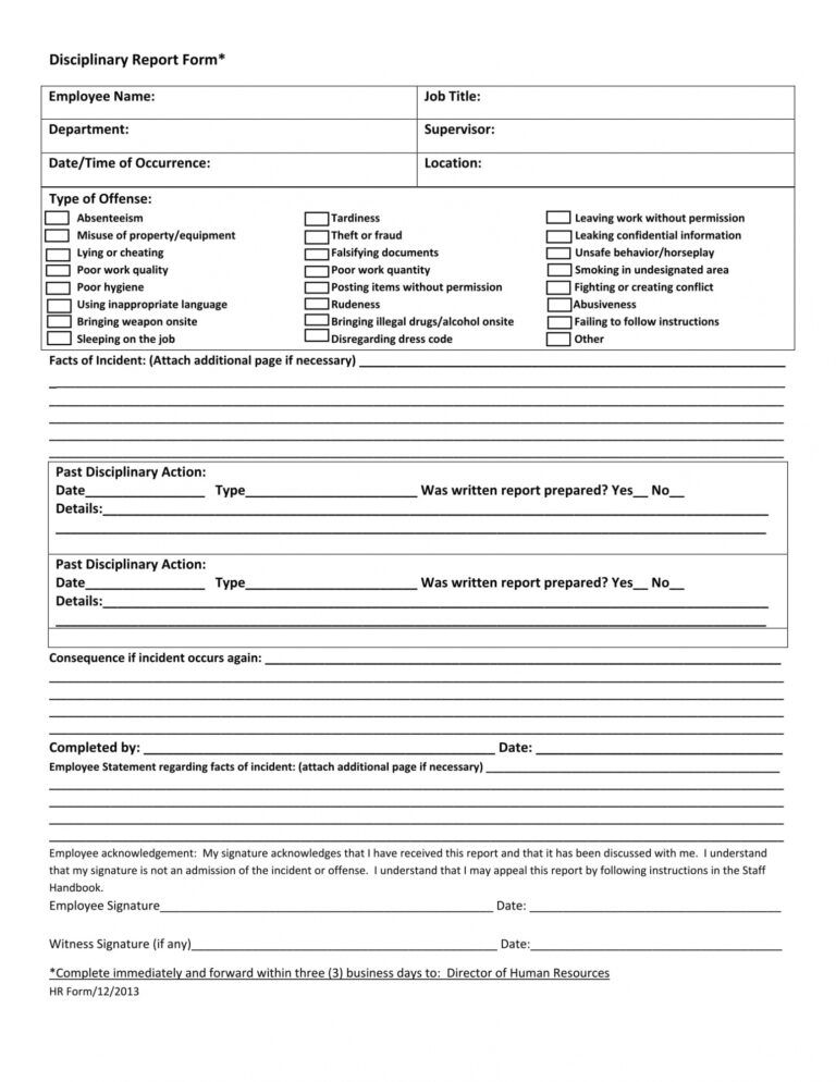 Best Employee Incident Report Form Template Sample | Minasinternational
