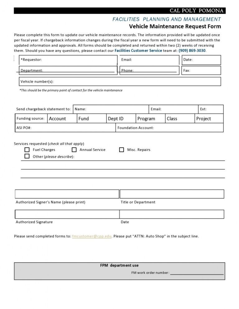 Best Maintenance Service Request Form Template Excel Sample ...