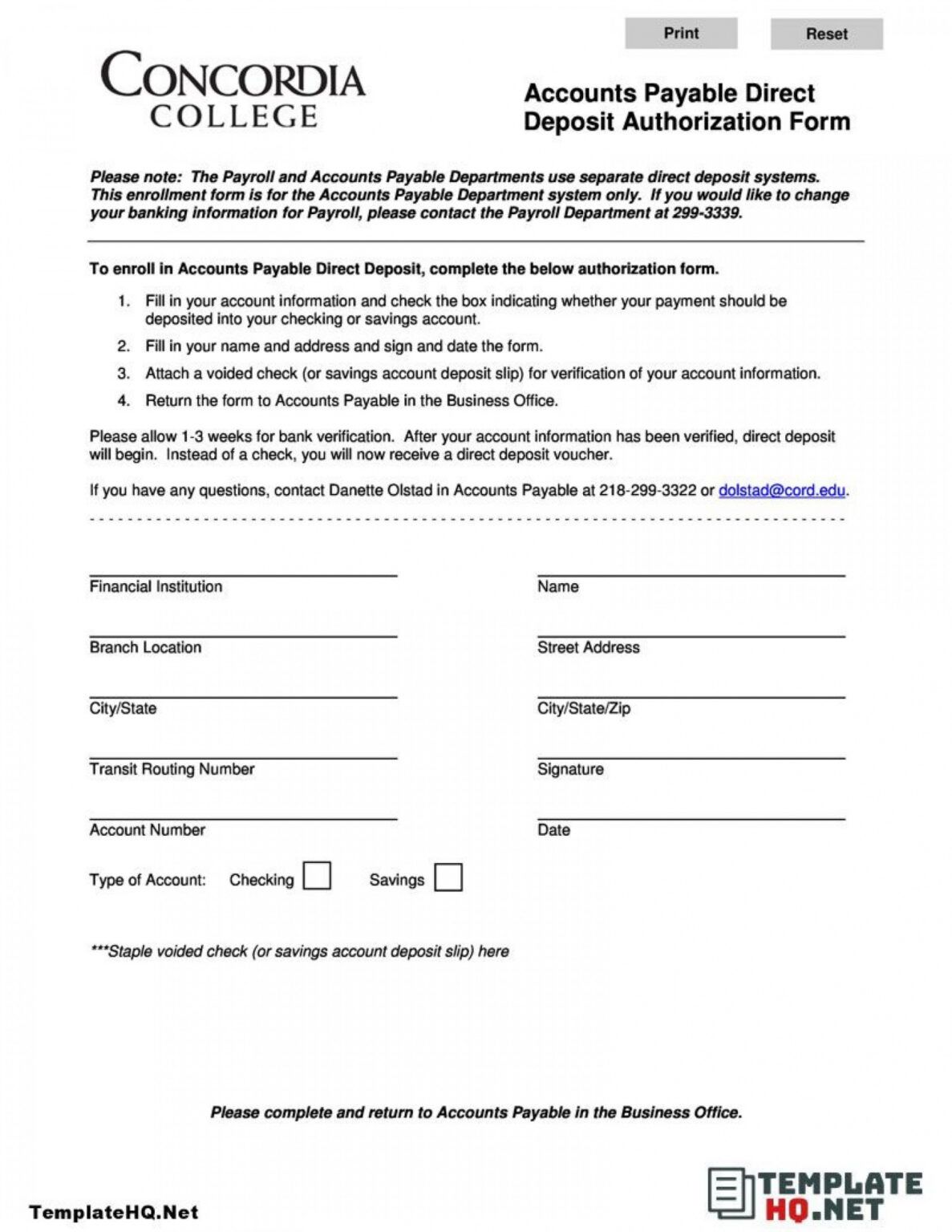 Free Ach Direct Deposit Authorization Form Template Word Example ...