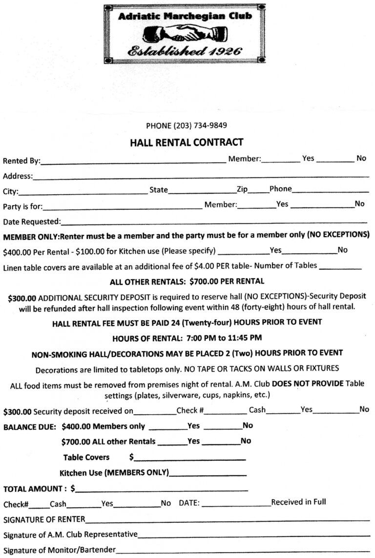 Free Facility Rental Application Form Template Excel Example ...