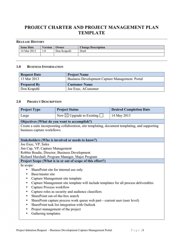 Free Project Initiation Request Form Template Sample Minasinternational