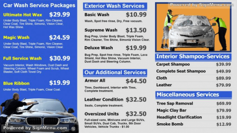 Automotive Service Menu Template Example | Minasinternational
