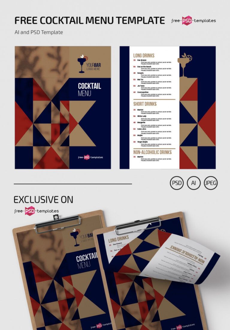 Costum Cocktail Menu Template PDF Example | Minasinternational