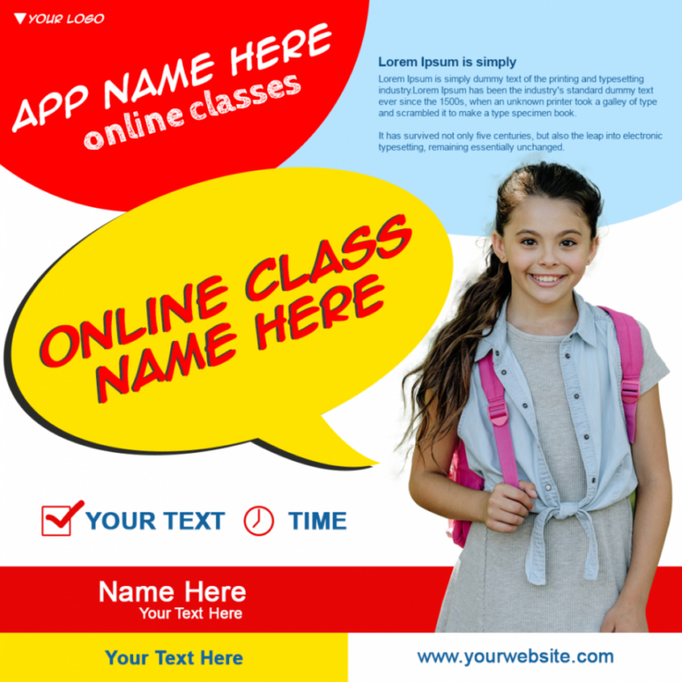 Costum Online Classes Poster Template PDF Example | Minasinternational